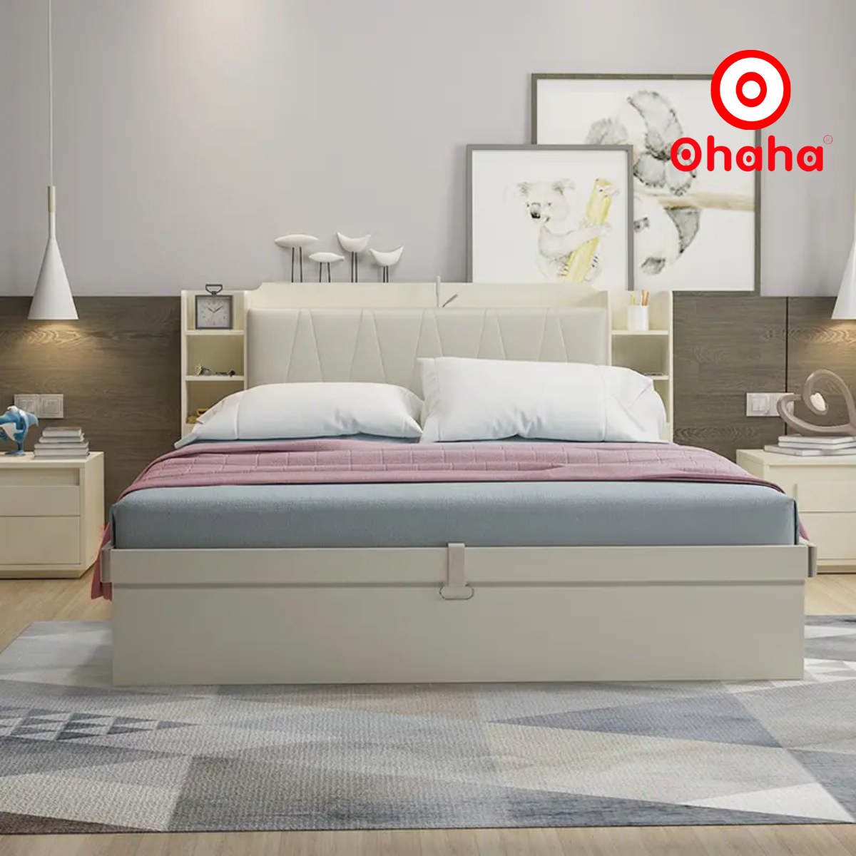 Giường ngủ gỗ công nghiệp bọc nệm OHAHA - GN009 – Ohaha