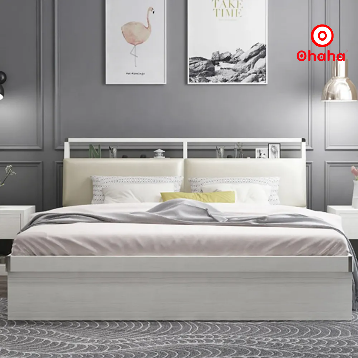 Giường ngủ gỗ công nghiệp bọc nệm Ohaha - GN012