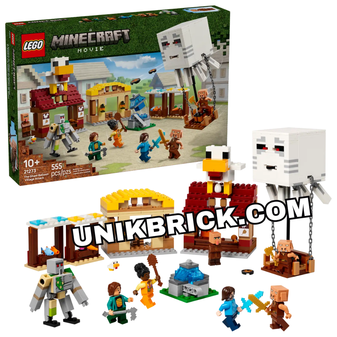 LEGO 21273 Minecraft The Ghast Balloon Village Attack Khinh Khí Cầu ...