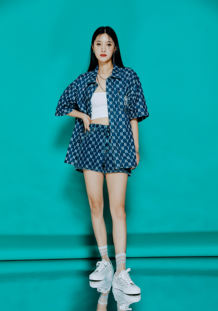 Áo Sơ Mi Jean MLB Classic Monogram Denim Short Sleeve Shirt New York Y ...