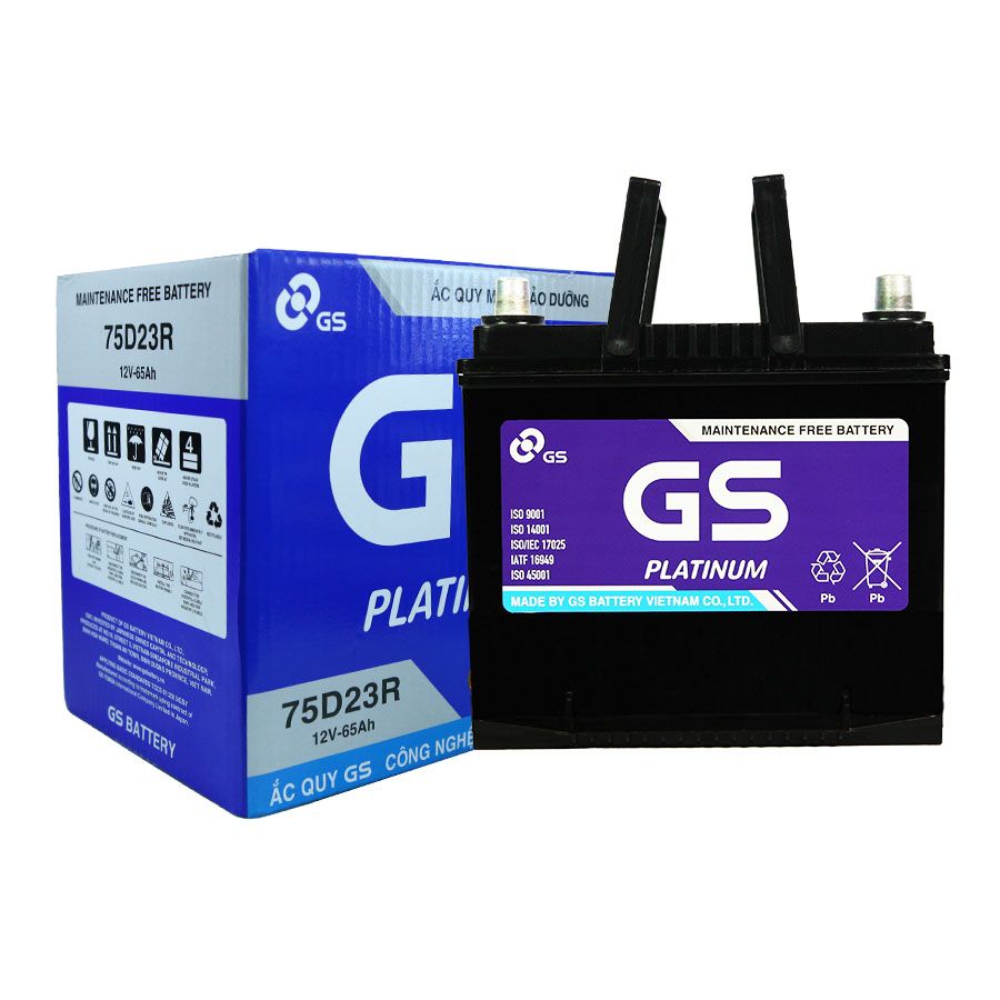Ắc quy GS 75D23R 12V 65Ah - Công Nghệ Japan, Chính Hãng, Giá Tốt Nhất