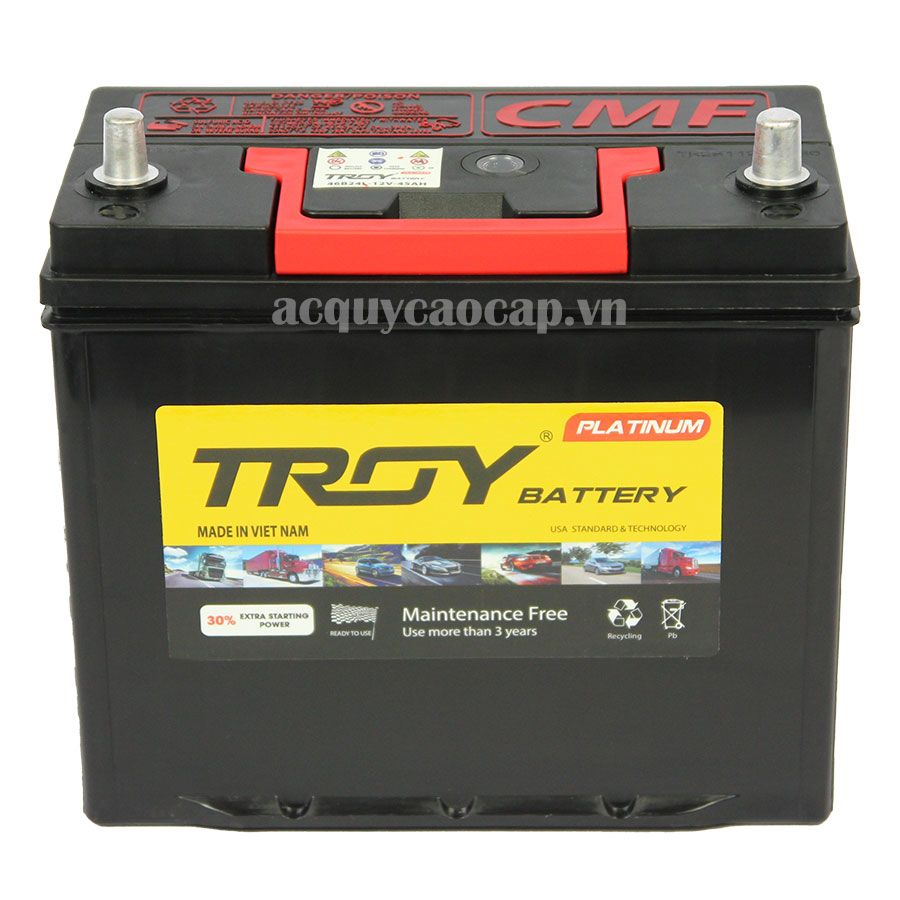 Ắc quy Troy 46B24R 12V 45AH - CN USA cao cấp, khởi động mạnh, bền bỉ