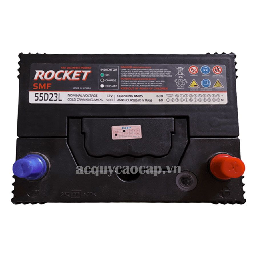 Ắc quy Rocket 55D23L 12V 60AH nhập khẩu Hàn Quốc, giá bán tốt nhất