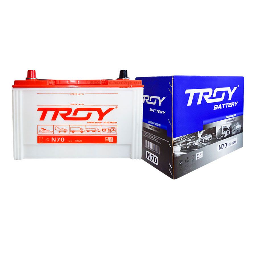 Ắc quy Troy N70 12V 70AH công nghệ Mỹ, giá tốt, chính hãng, độ bền cao