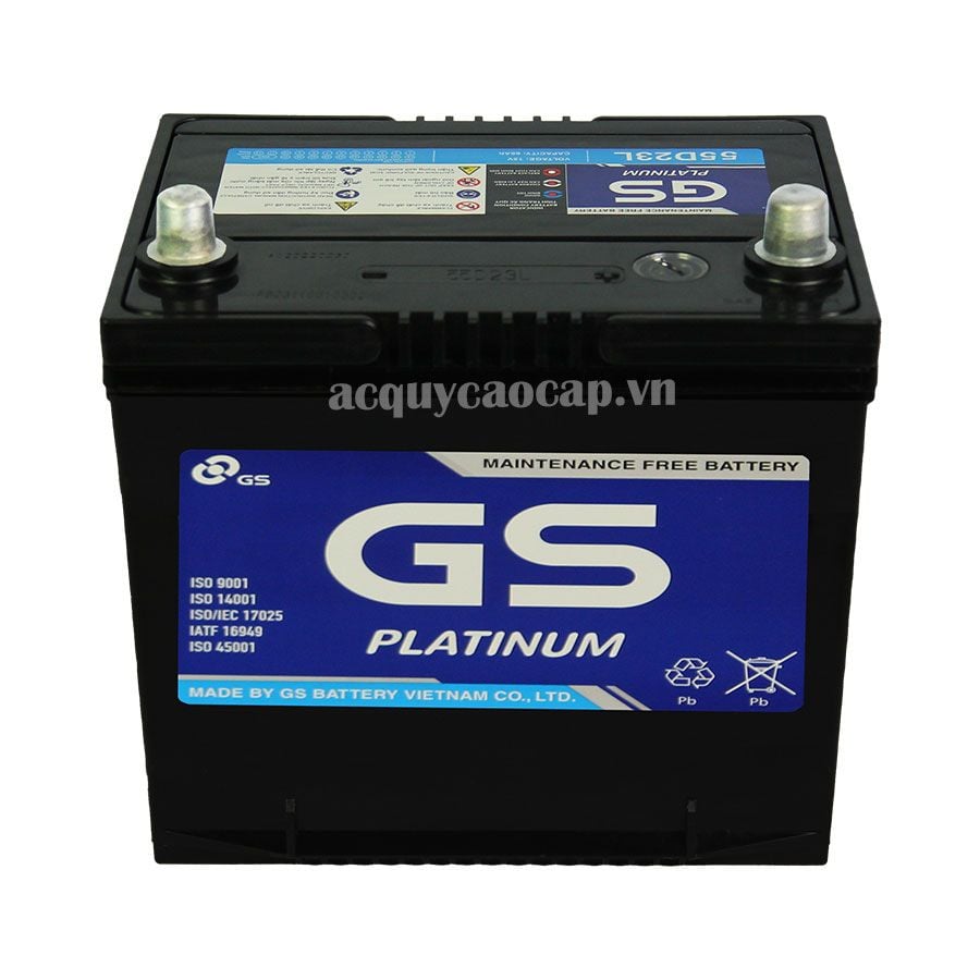 Ắc quy GS 55D23L 12V 60AH chính hãng, mua rẻ hơn tại Acquycaocap.vn