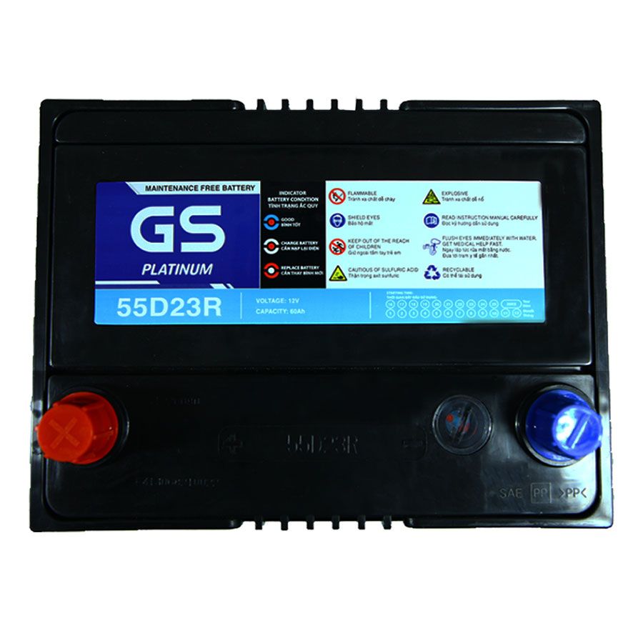 Ắc quy GS 55D23R 12V 60Ah Chính hãng, giá cực tốt | Ắc Quy Cao Cấp
