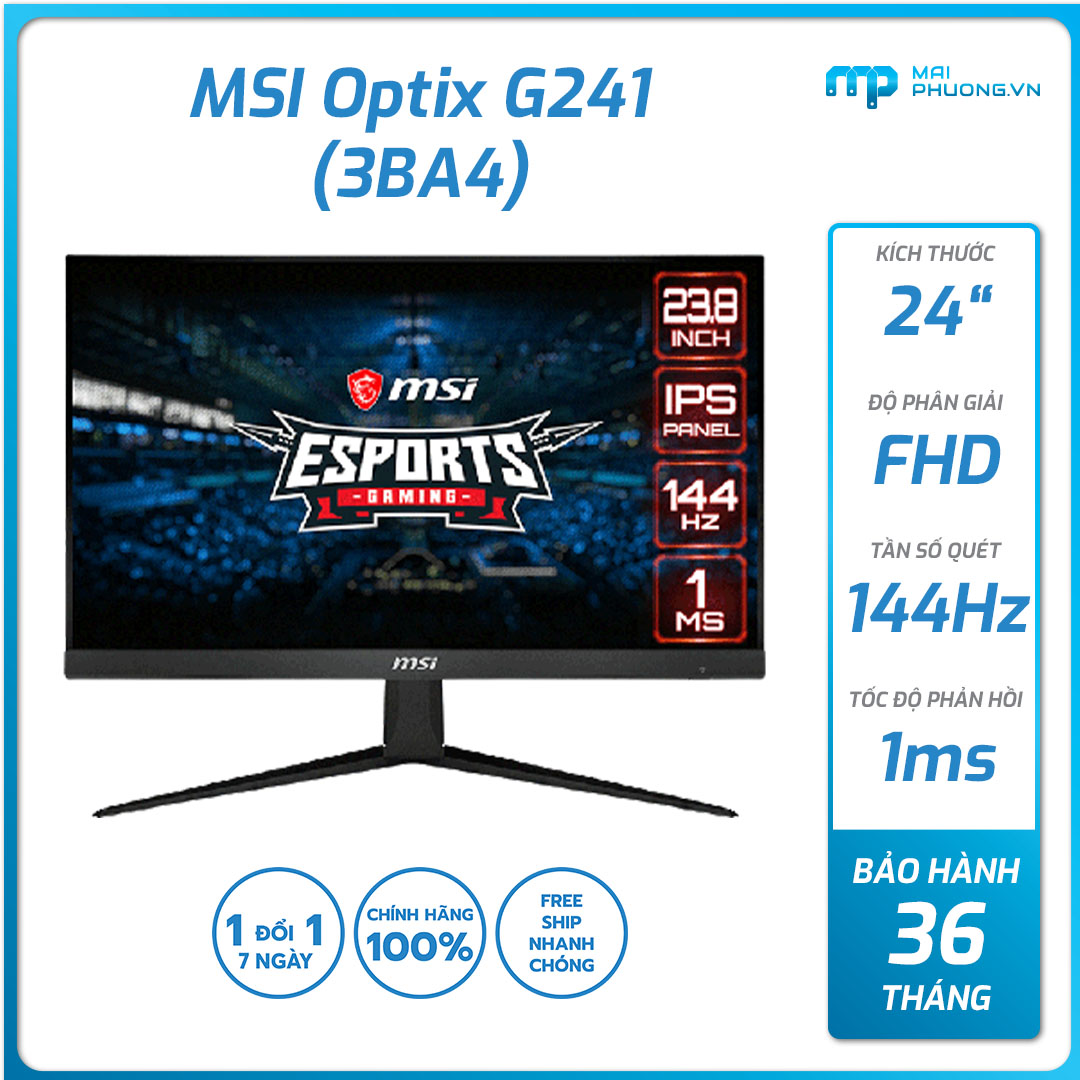 Màn hình Gaming MSI Optix G241 (24" IPS/FHD/144Hz/1ms/HDMI+DisplayPort