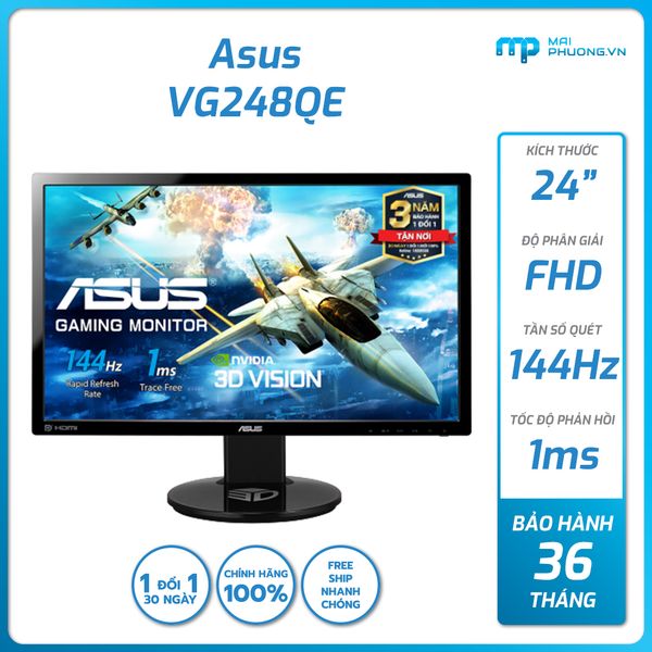 Màn hình Asus VG248QE (24 inch/FHD/WLED/TN/350cd/m²/HDMI+DP+DVI-D/144H