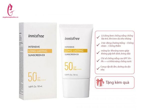 Kem Chống Nắng Innisfree Long Lasting Cho Da Dầu Màu Trắng Vạch Vàng ...