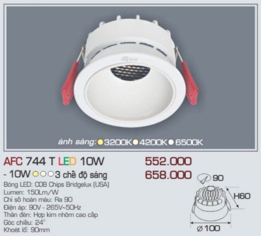 Đèn led âm trần anfaco afc 744t led 10w – ĐÈN TRANG TRÍ ĐẸP, HIỆN ĐẠI ...