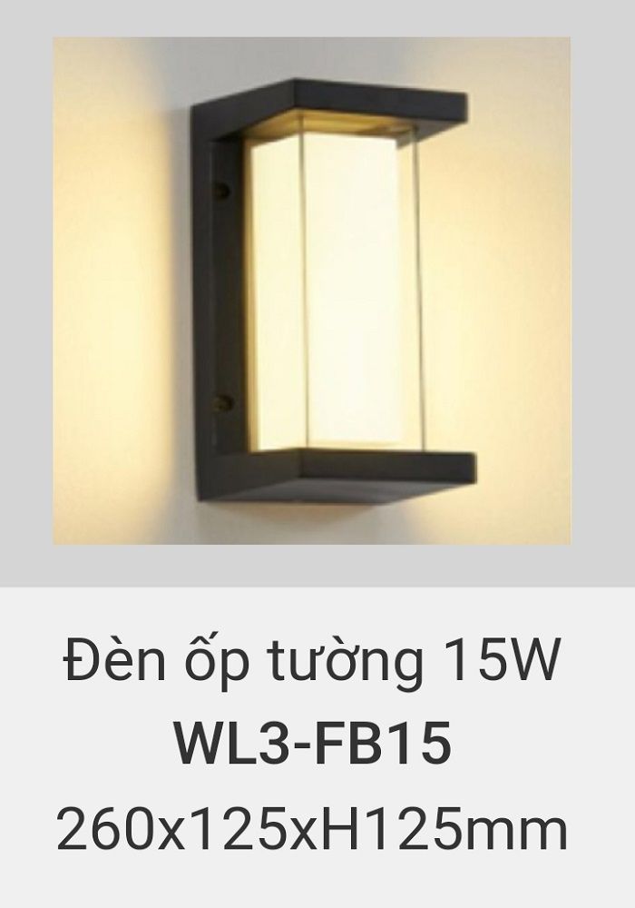 đèn ốp tường, treo tường trang trí ngoài trời vinaled 15w WL3 FB15 ...