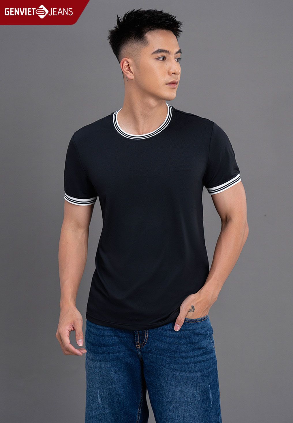 Áo Thun Cộc Tay Nam Cotton Ôm Vừa T4321T2106 - Chính Hãng GenViet