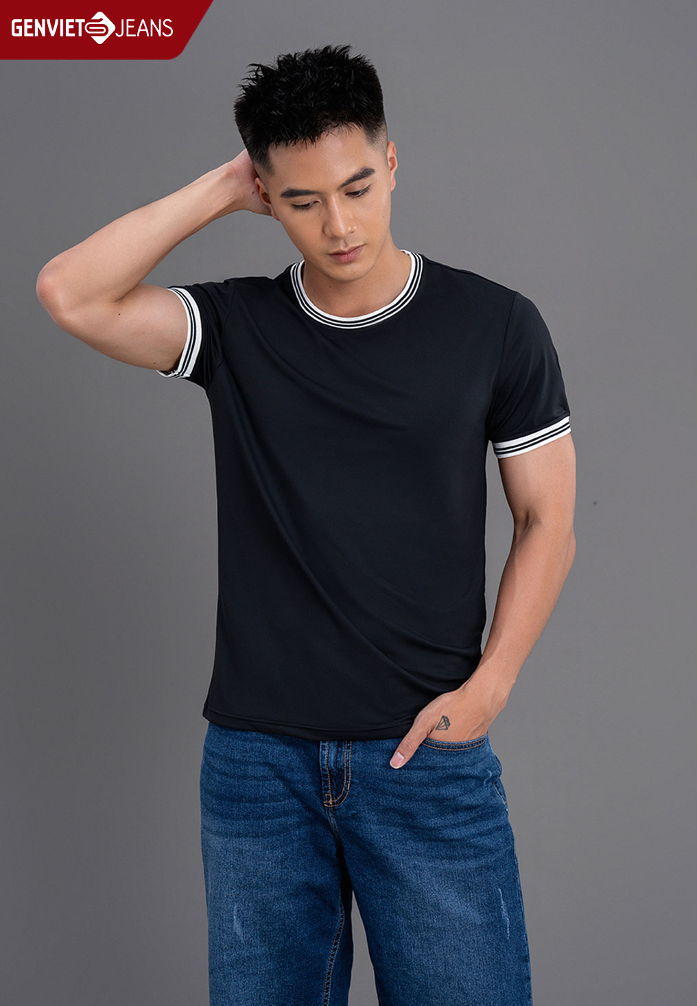 Áo Thun Cộc Tay Nam Cotton Ôm Vừa T4321T2106 - Chính Hãng GenViet