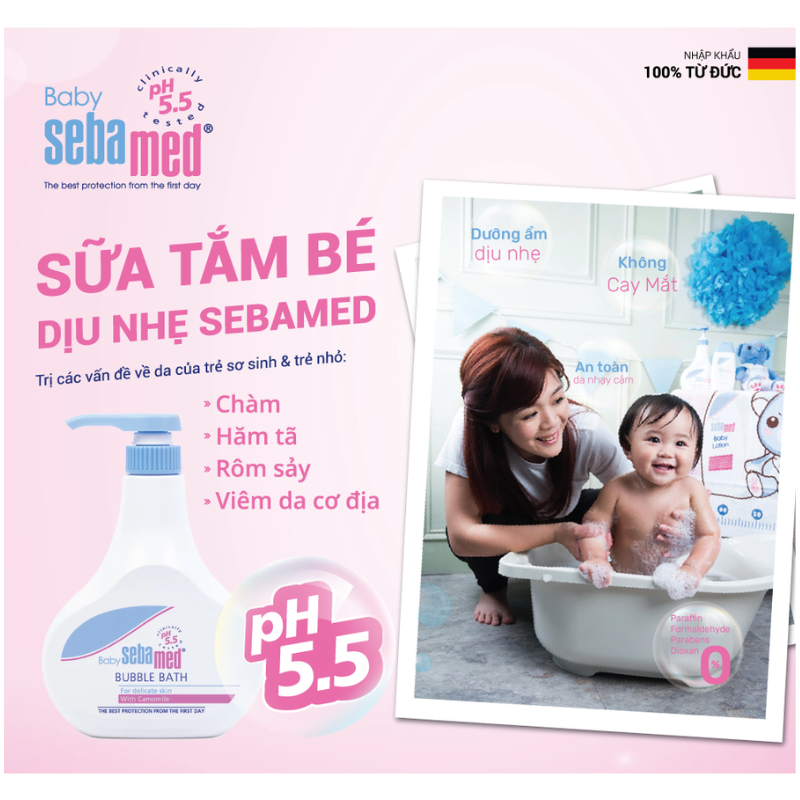 Sữa tắm bé Sebamed Baby Bubble Bath cân bằng pH5.5 – Nhà Của Mẹ