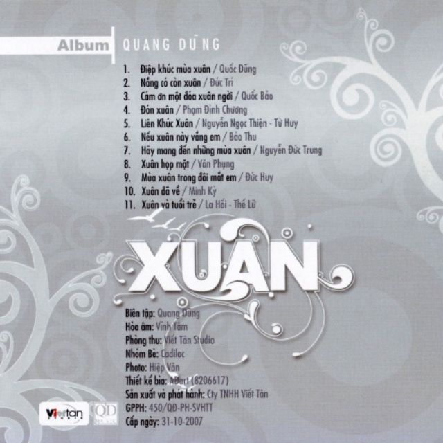 Album Quang Dũng - Xuân - Đĩa CD Nhạc Việt Nam - Hãng Đĩa Thời Đại ...