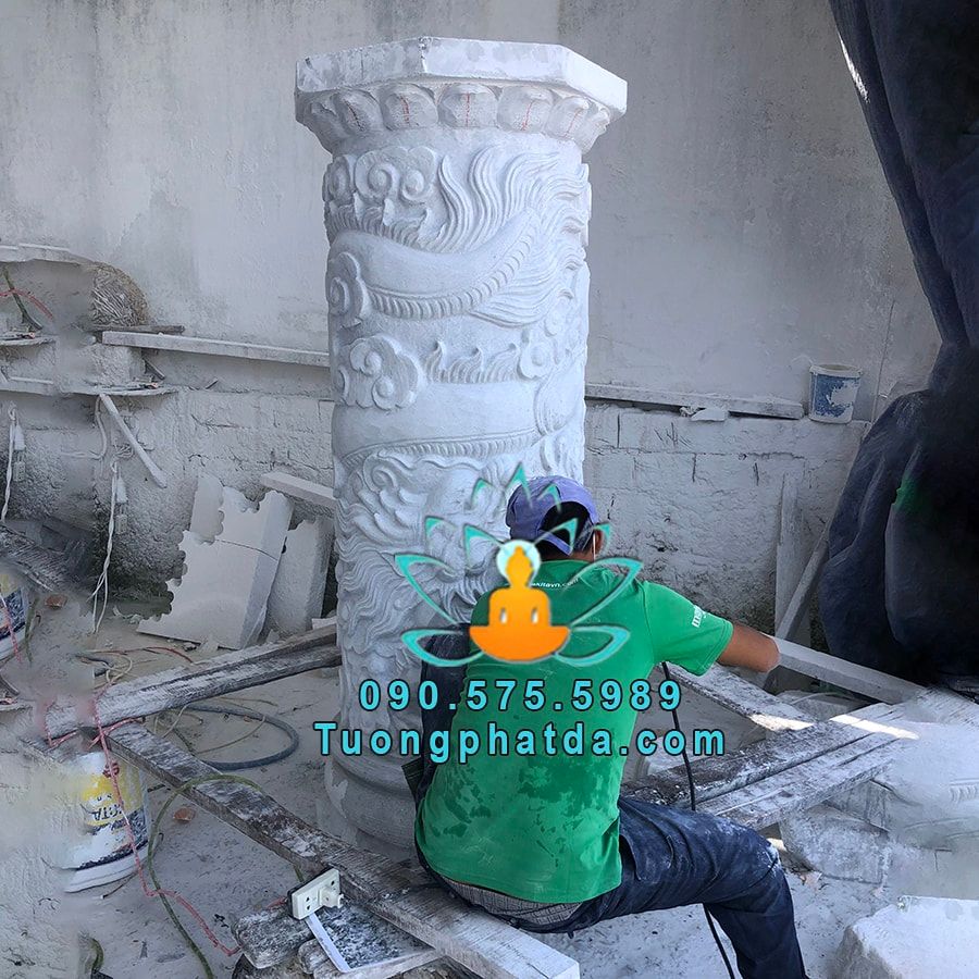 Điêu Khắc Trụ Rồng Đá Cẩm Thạch Xám Đẹp Nguyên Khối - Giá Tại Xưởng ...