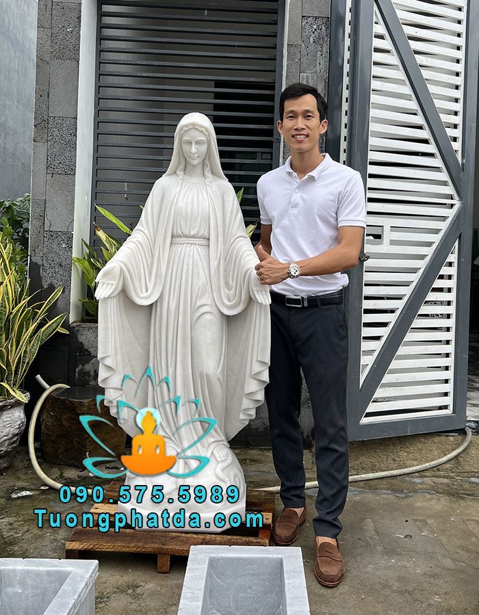 Cung Cấp Tượng Đức Mẹ Ban Ơn Bằng Đá Trắng Tự Nhiên Cao 1m5 – Tượng ...
