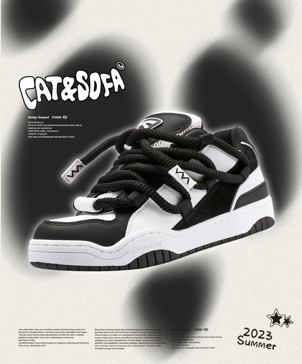 GIẦY SNEAKER UNISEX ROUND HEAD X CAT & SOFA AC300 – T2NG