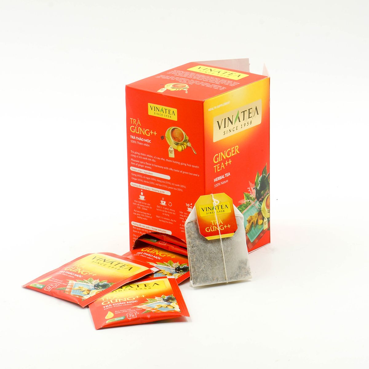 Trà gừng túi lọc (Hộp 40g) – Vinatea