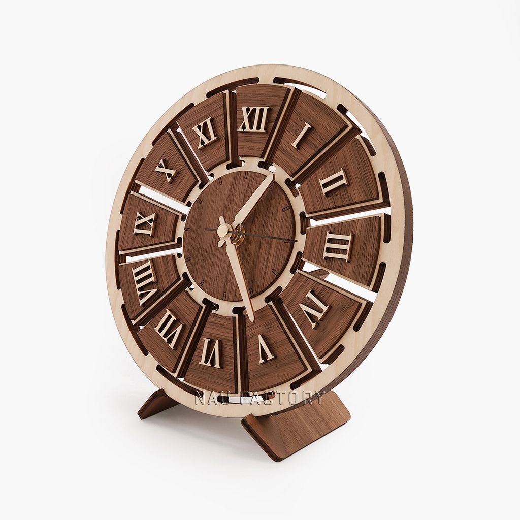 Đồng hồ để bàn la mã gỗ Walnut | Chất gỗ sang trọng, bền bỉ – NAU FACTORY