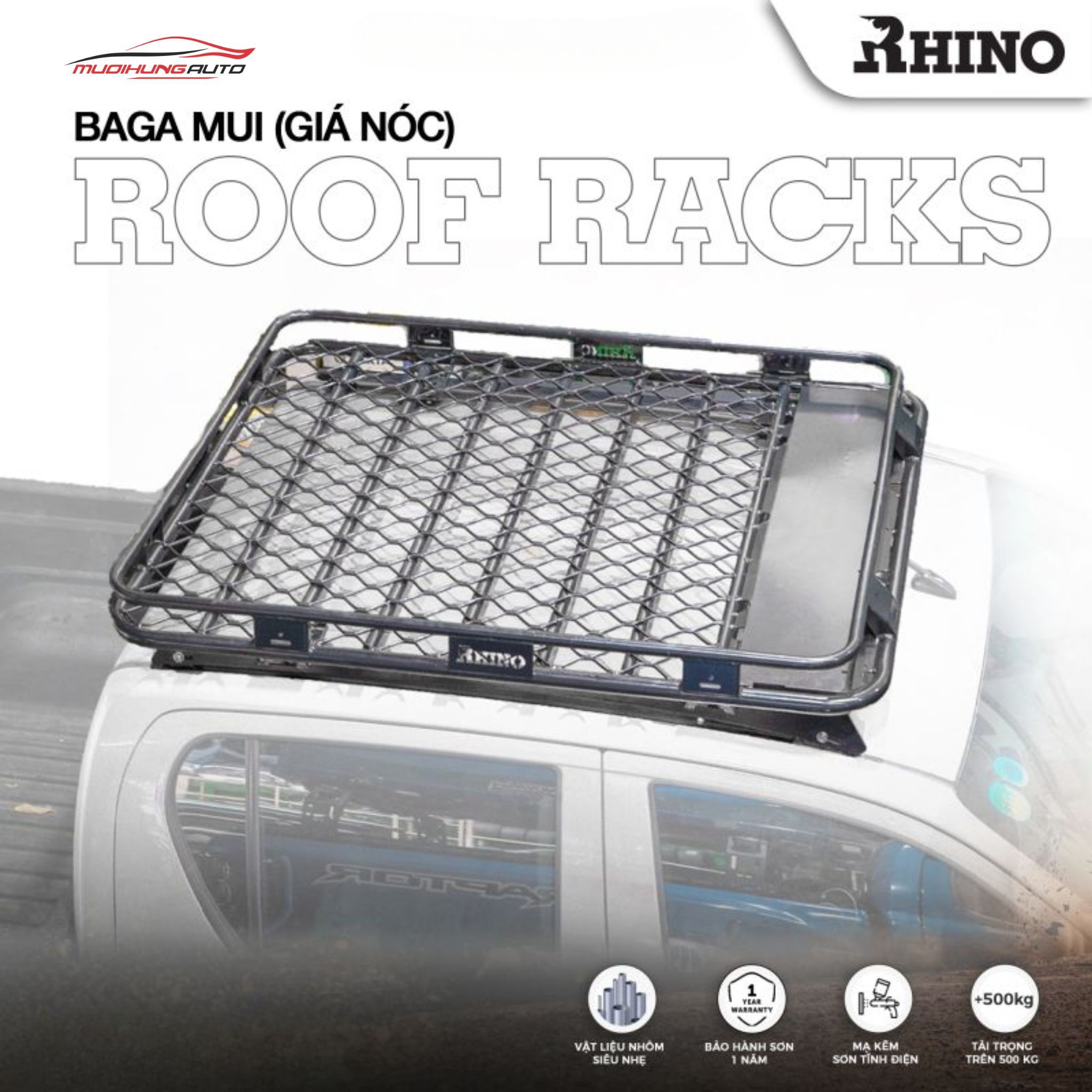 Baga Mui Nhôm Rhino Xe Bán Tải - Mười Hùng Auto