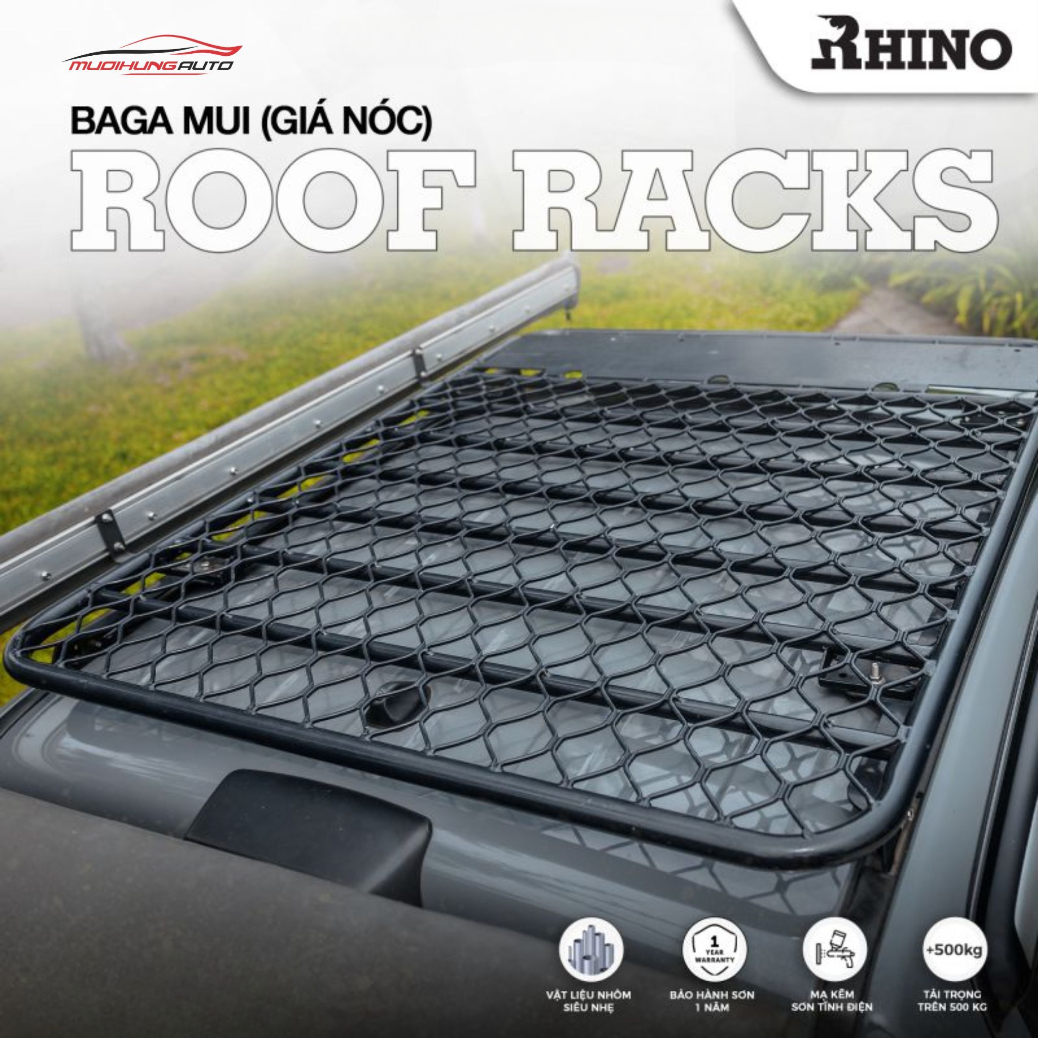 Baga Mui Nhôm Rhino Xe Bán Tải (Mẫu Phẳng) - Mười Hùng Auto