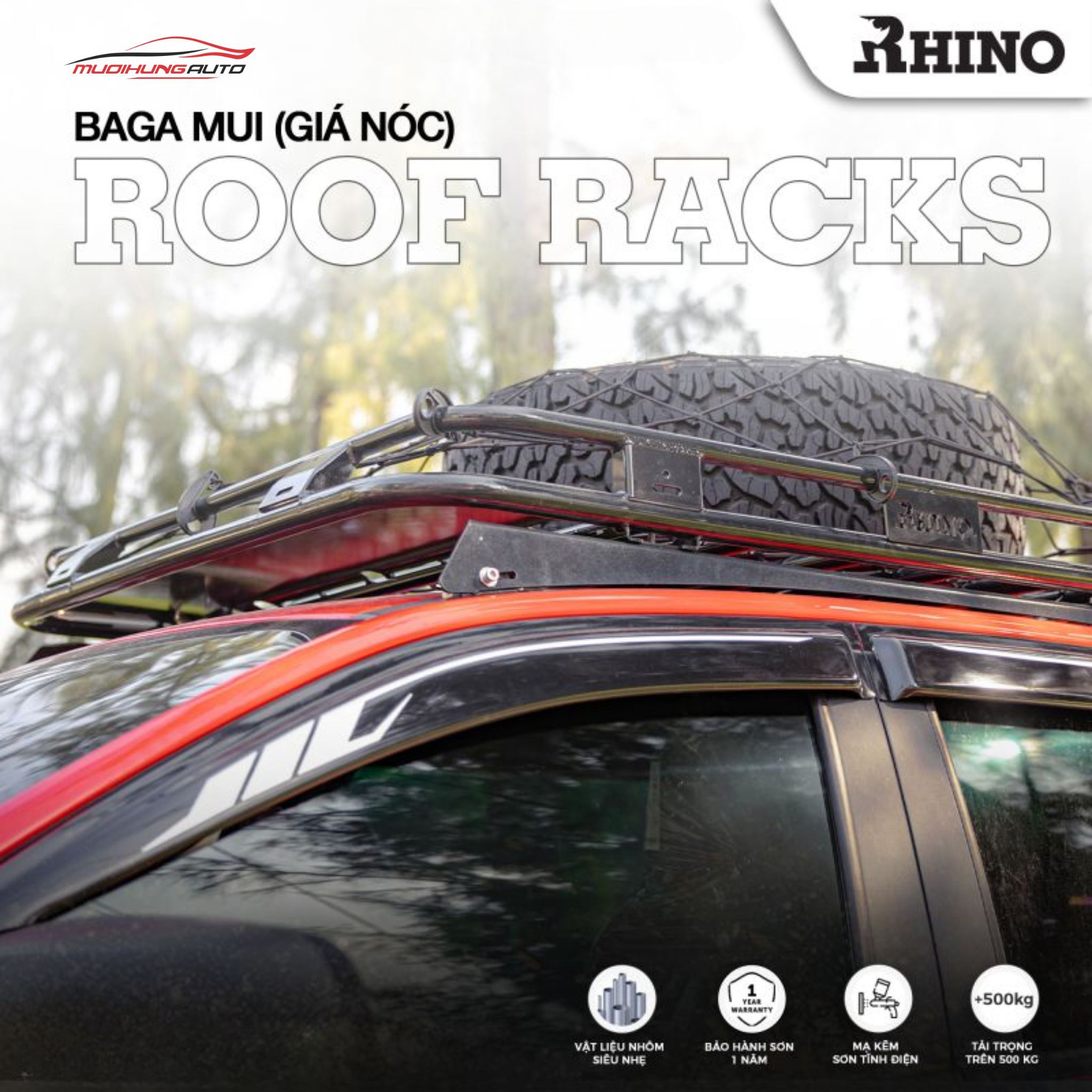 Baga Mui Nhôm Rhino Xe Bán Tải - Mười Hùng Auto