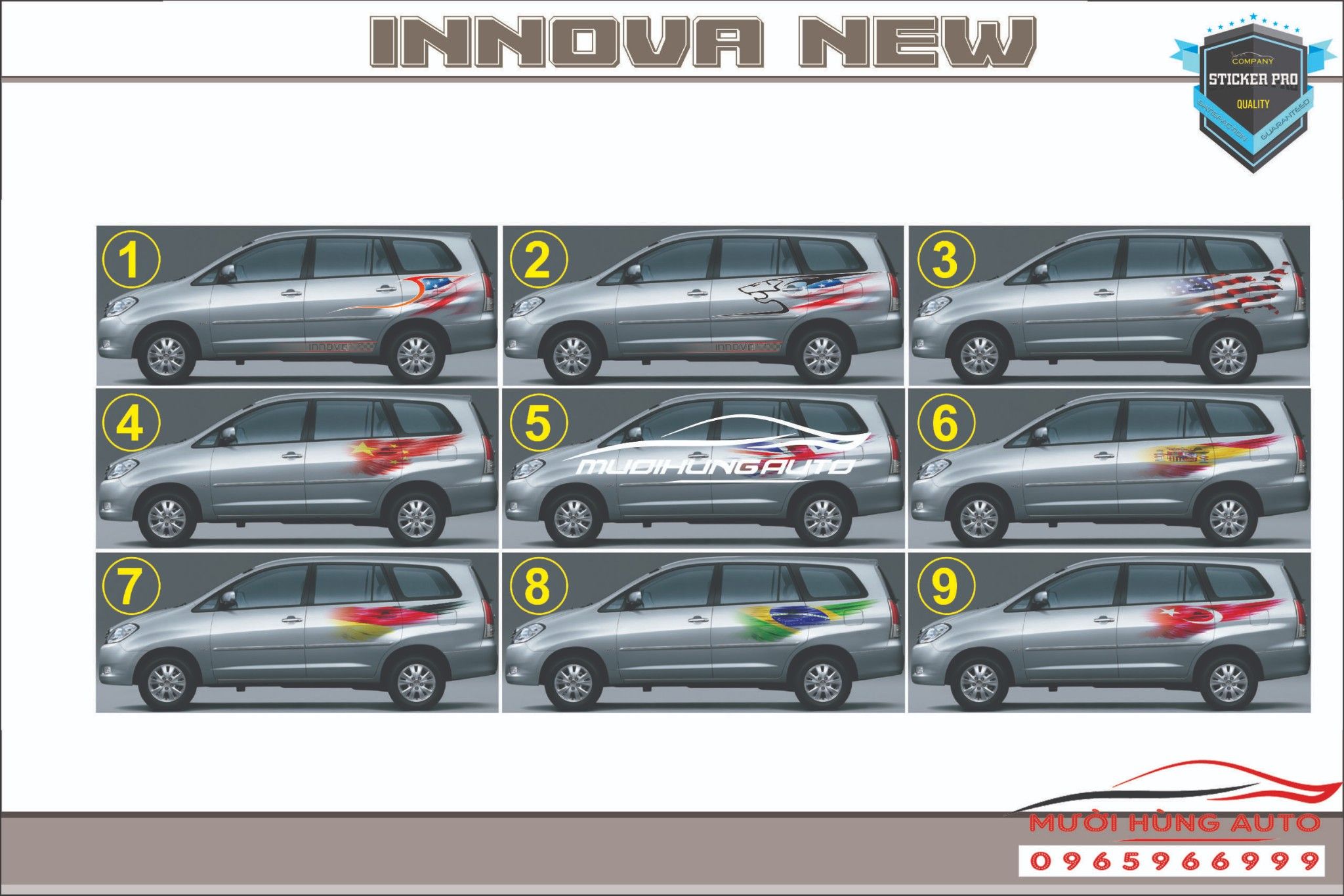 Dán tem decal xe Toyota Innova 2019 - 2020 - Mười Hùng Auto