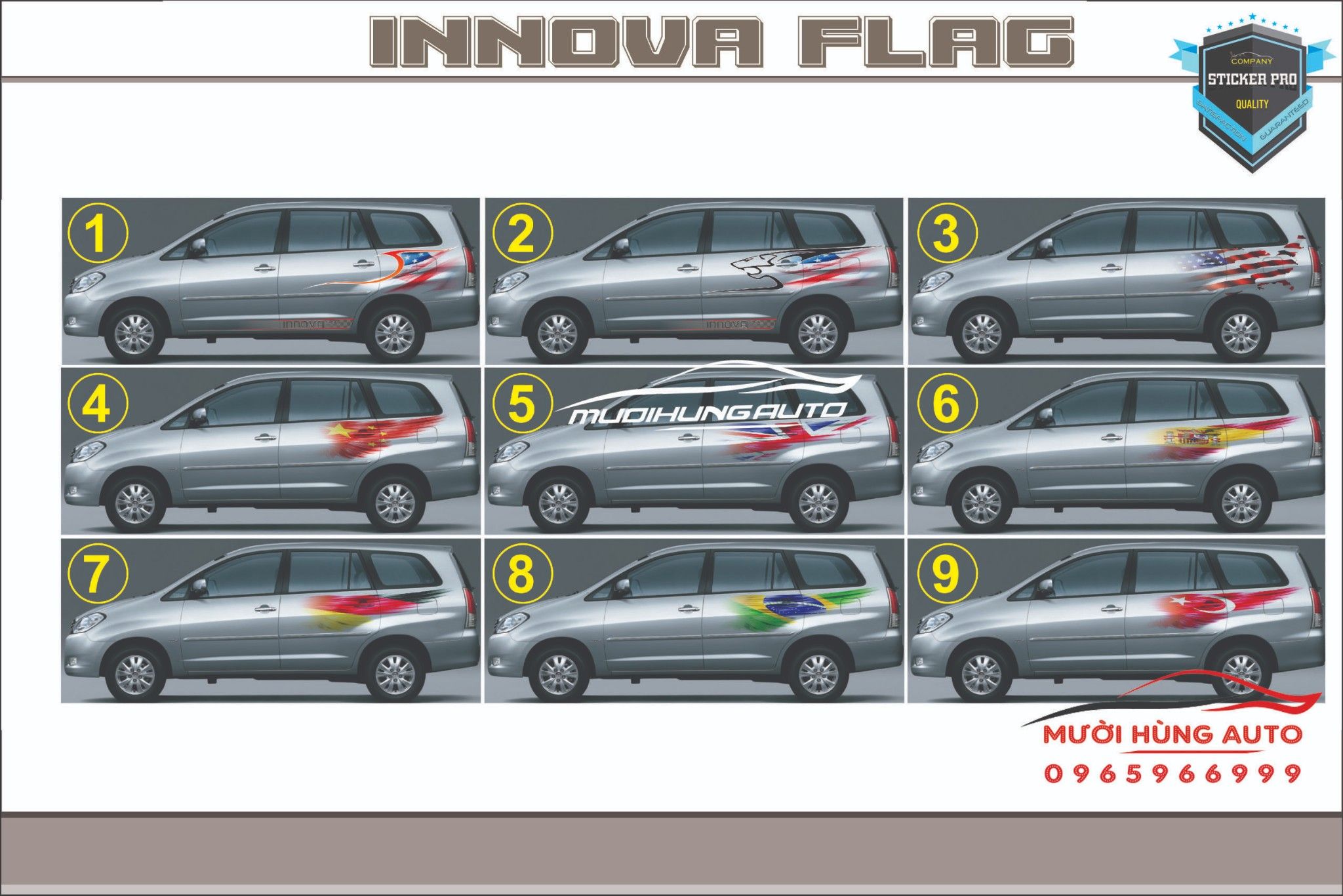 Dán tem decal xe Toyota Innova 2019 - 2020 - Mười Hùng Auto