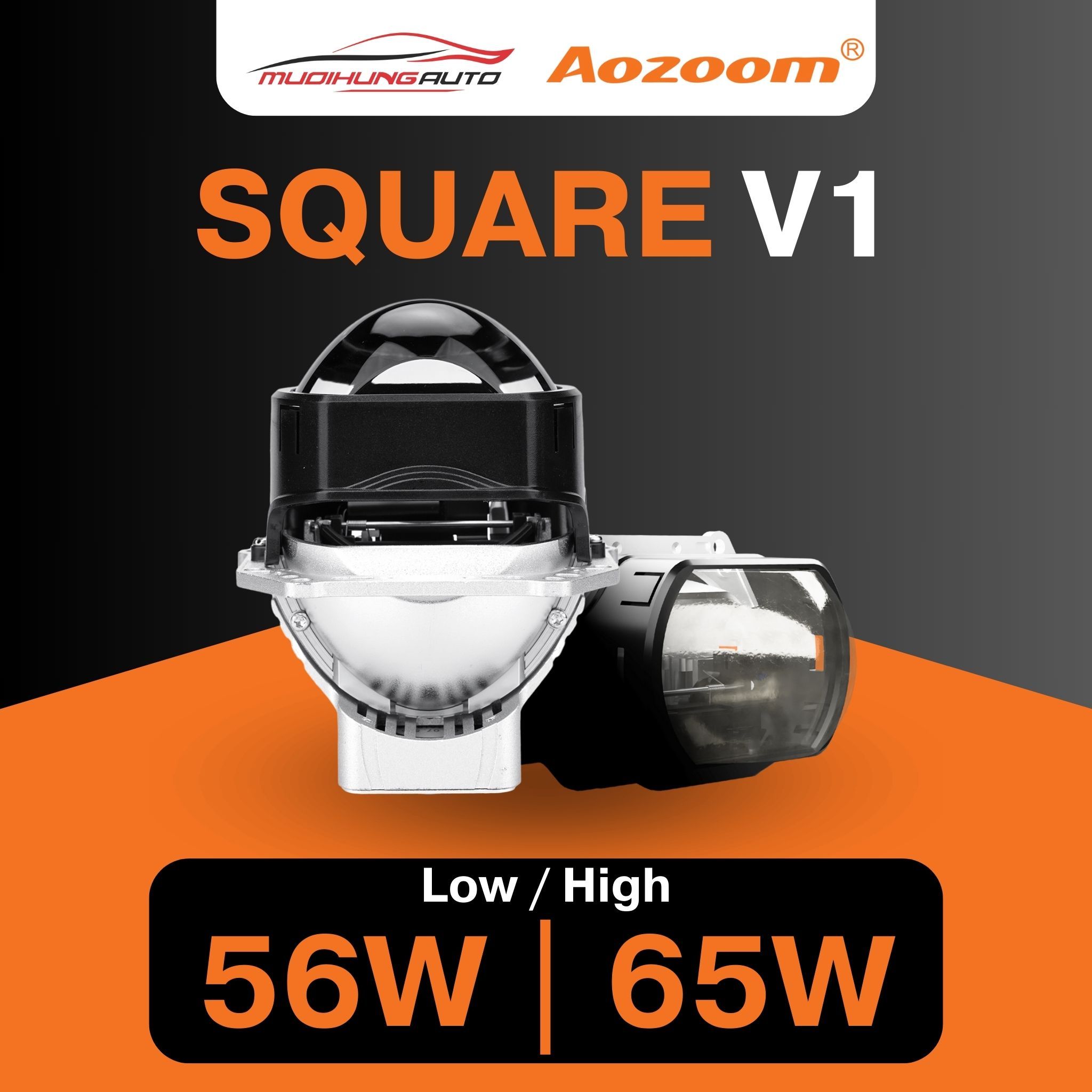 Đèn Bi LED Aozoom SQUARE V1 - Mười Hùng Auto