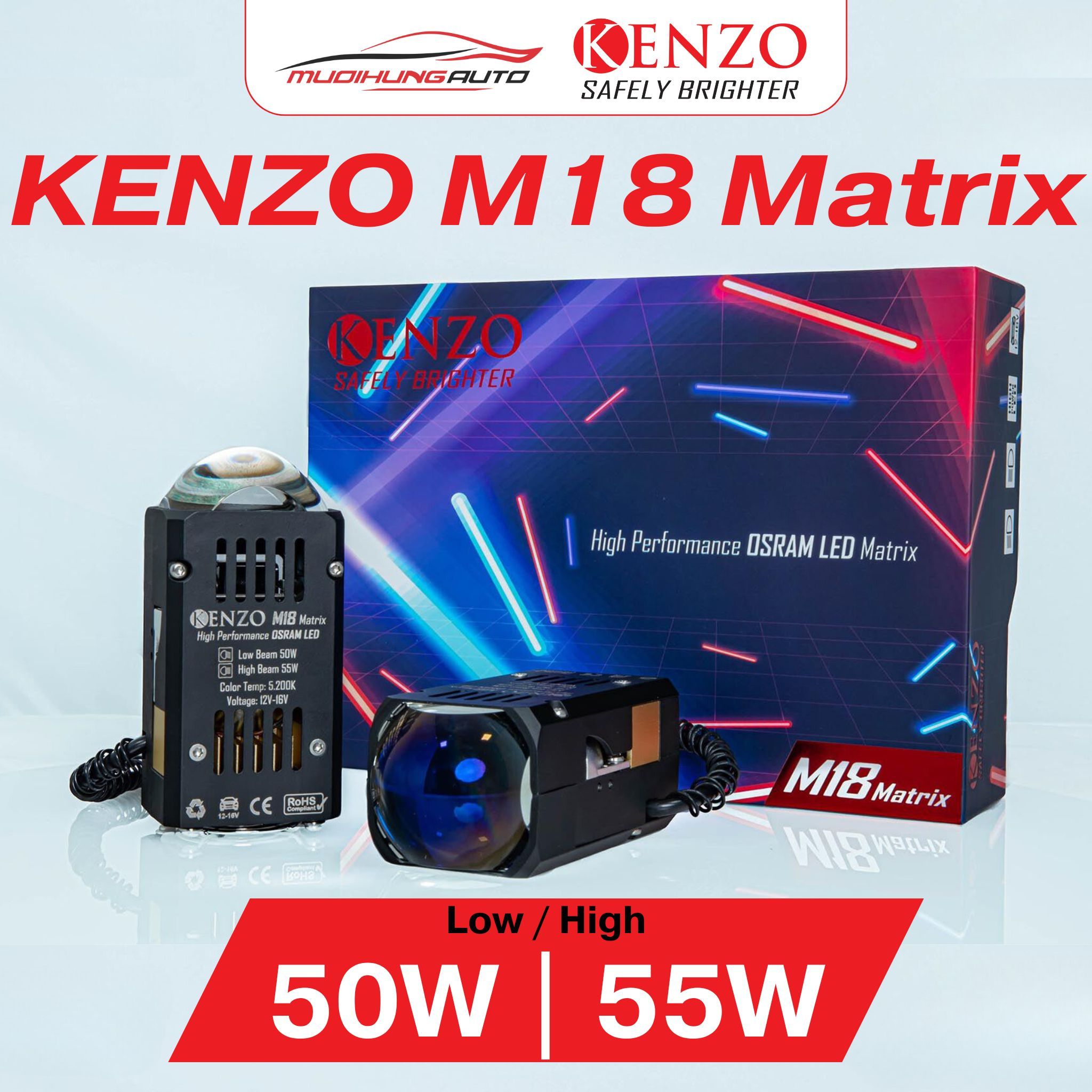 Đèn Bi LED Mini Kenzo M18 Matrix - Mười Hùng Auto