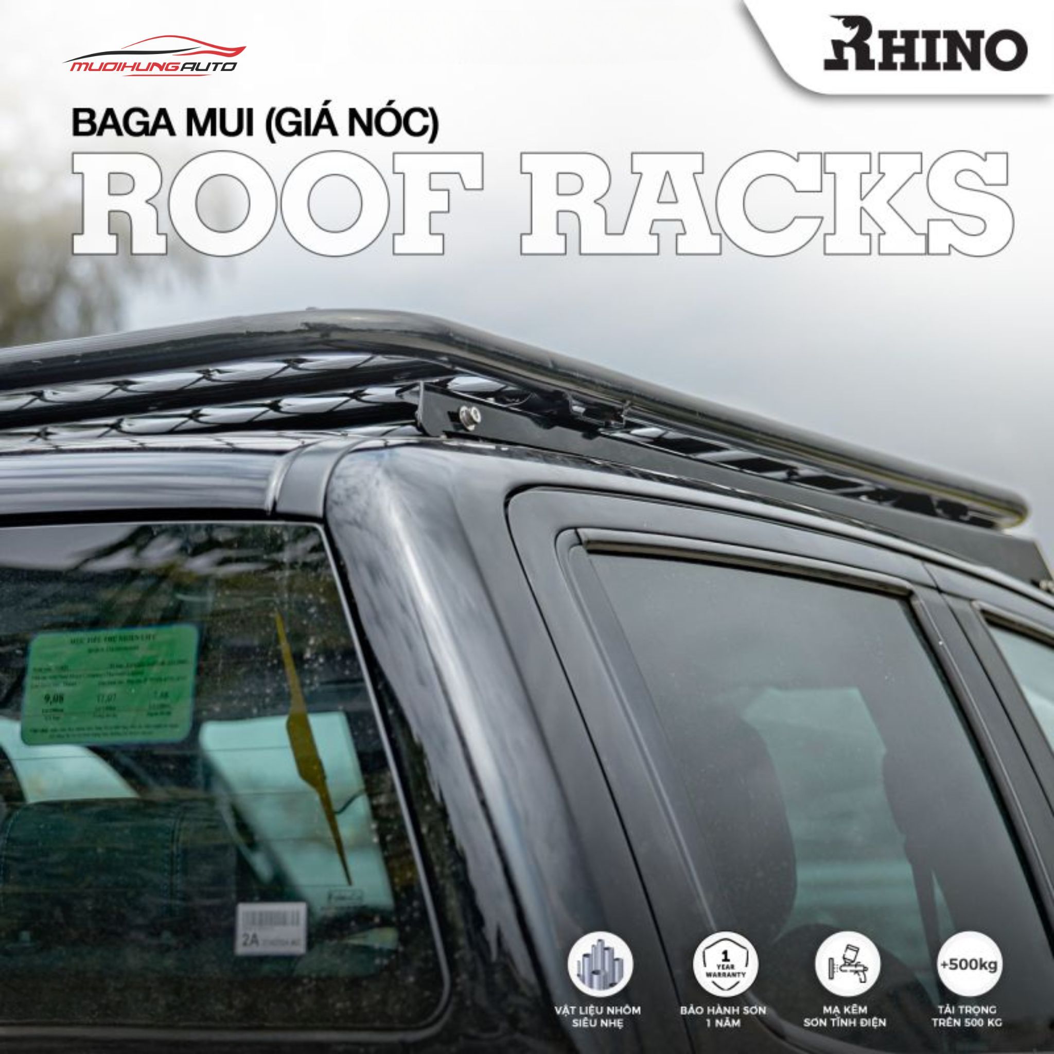 Baga Mui Nhôm Rhino Xe Bán Tải (Mẫu Phẳng) - Mười Hùng Auto