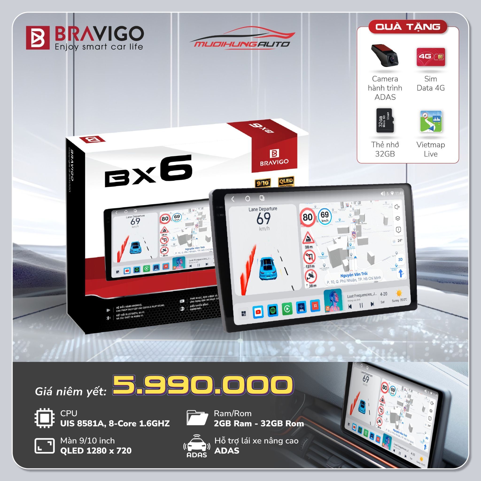 Màn Hình Bravigo BX6 - Mười Hùng Auto