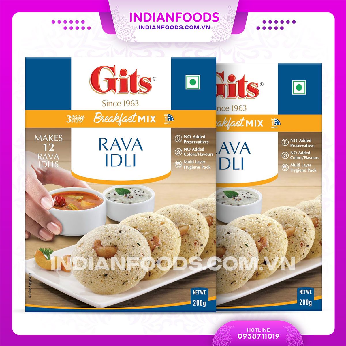 Bột làm bánh Savory Semolina Cake GITS Rava Idli 200gr