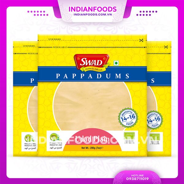 Bánh tráng Papad SWAD Papadums Udad Plain(14-16 pieces, không gia vị)