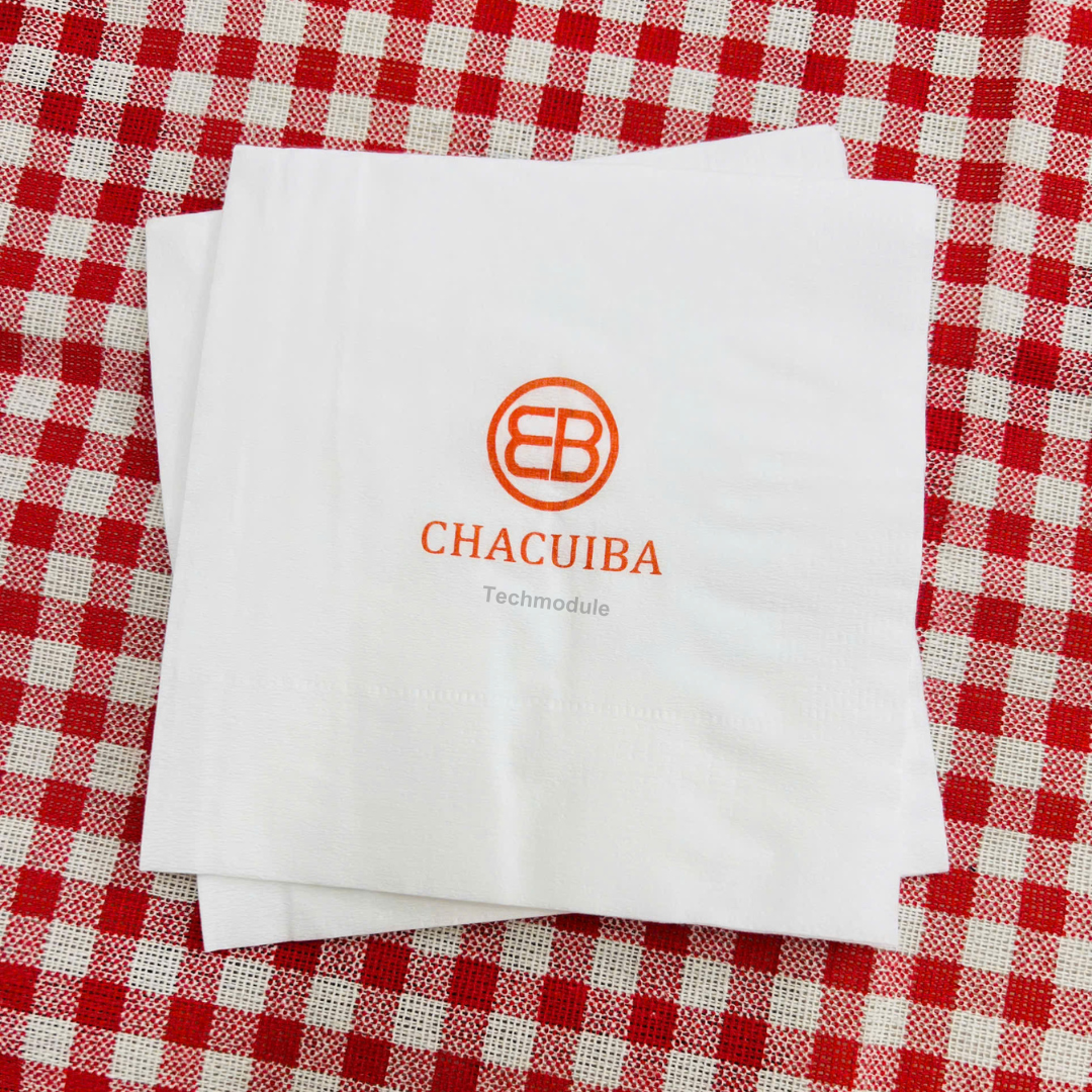 Khăn giấy ăn in logo CHACUIBA – CÔNG TY TNHH TECHMODULE VIỆT