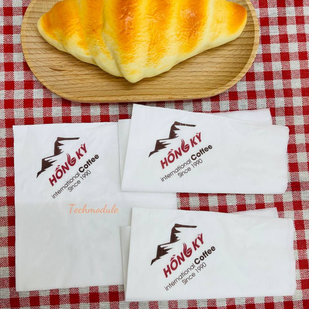 Khăn giấy ăn in logo nhà hàng CAFE Hồng Kỳ