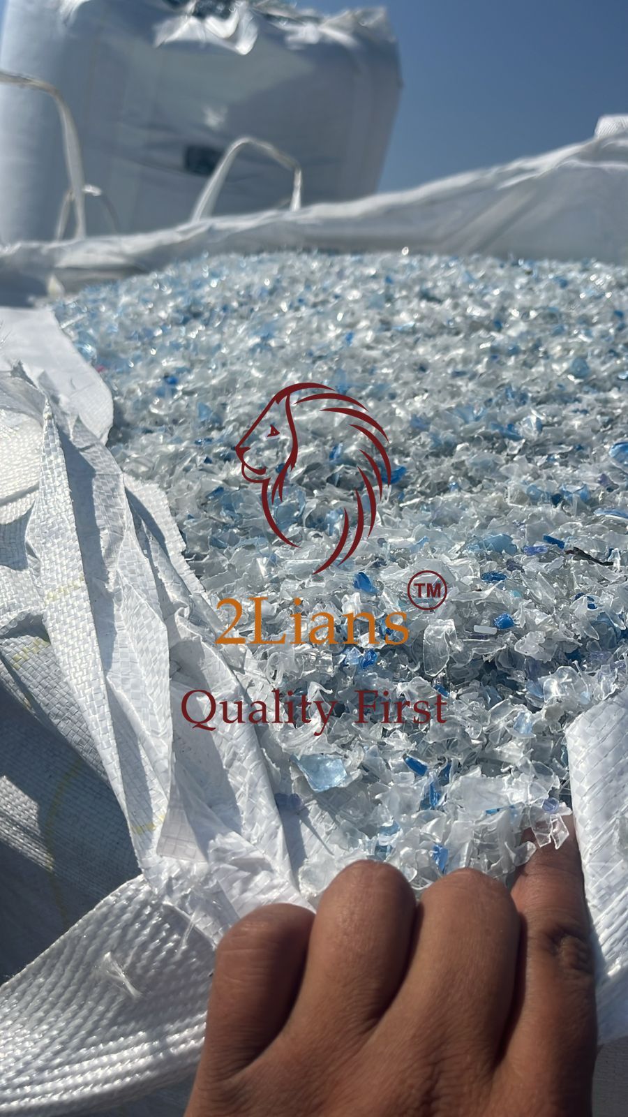 PET bottle flakes Hot washed Sortex Rejection / Blue and transparent ...