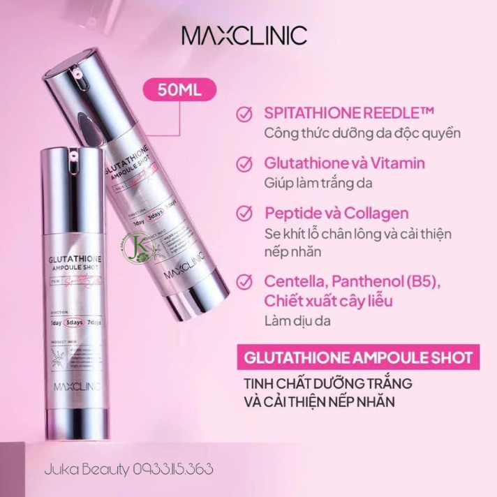 Tinh Chất Vi Kim Dưỡng Trắng, Cải Thiện Nếp Nhăn Maxclinic Glutathione – Juka Beauty