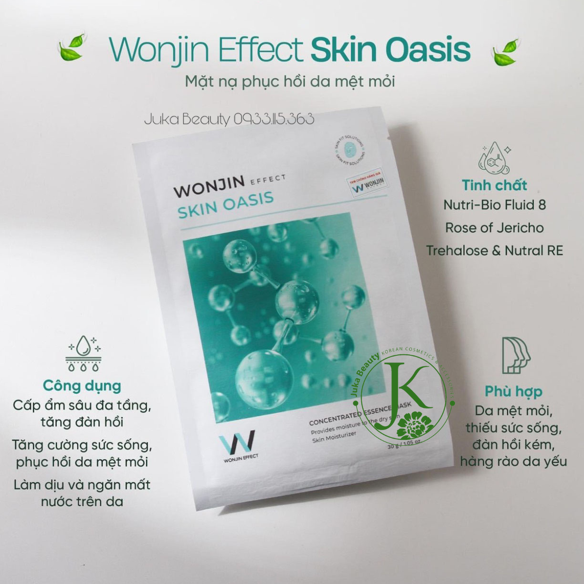 Mặt Nạ Giấy Dưỡng Da Wonjin Effect Mask 30g (1 miếng) – Juka Beauty