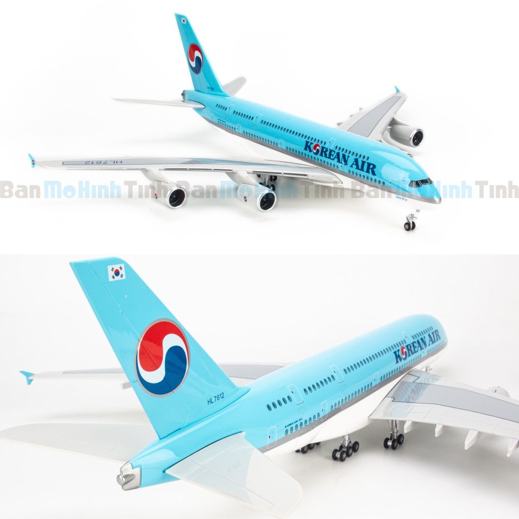 Mô hình máy bay Korean Air 47cm lắp ráp có đèn Everfly – banmohinhtinh.com