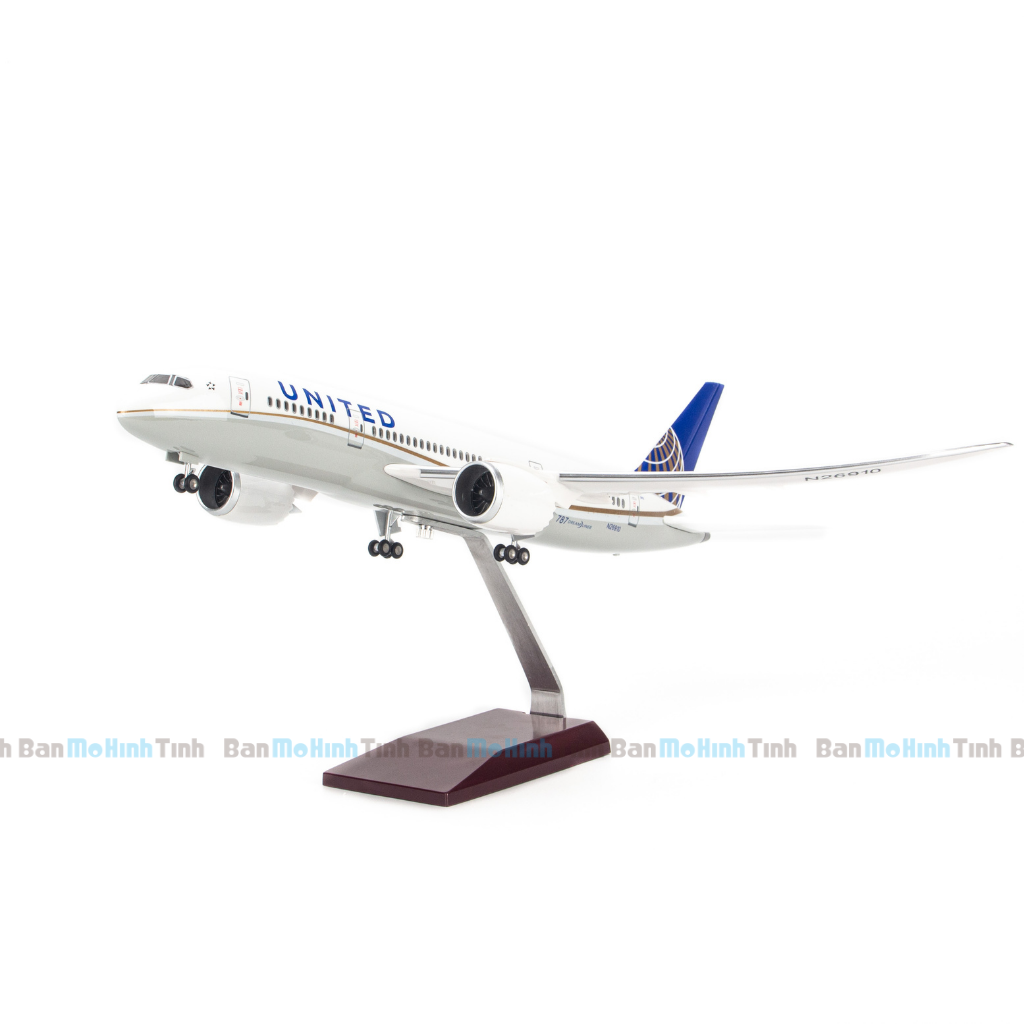 Mô hình máy bay United Airlines Boeing47cm lắp ráp có đèn Everfly – banmohinhtinh.com