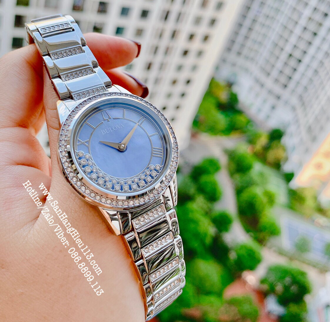 Đồng hồ nữ BULOVA 96L260 TurnStyle Periwinkle Crystal Ladies Watch ...