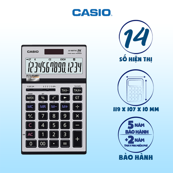 Máy tính Casio JS-140TVS Hiệu Suất CaoMáy tính CASIO JS-140TVS – BITEXSHOP