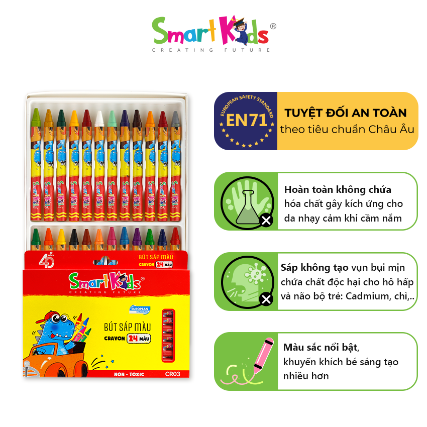 Sáp màu Dino 24 màu CR03 (24 màu/hộp)Sáp màu Dino 24 màu CR03 (24 màu ...