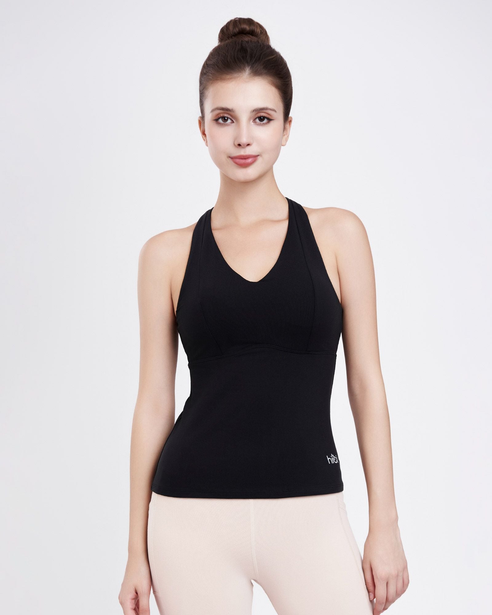 Áo Ba Lỗ Nữ Tập Yoga Gym Hibi Sports TS001 Cổ Tim, Kèm Mút