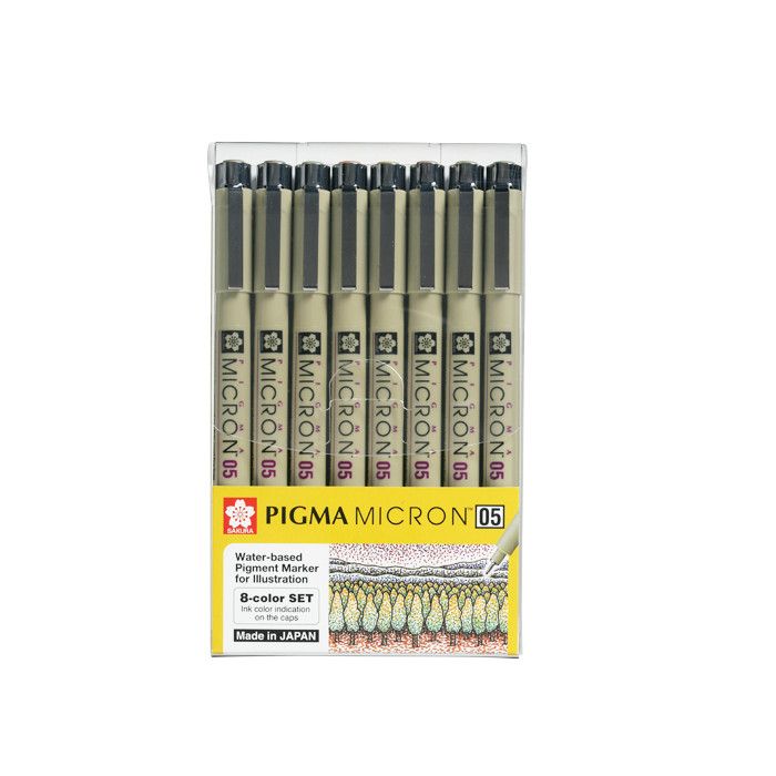 Bút Pigma Micron 05, bộ 8 cây – Colormate Art & Craft