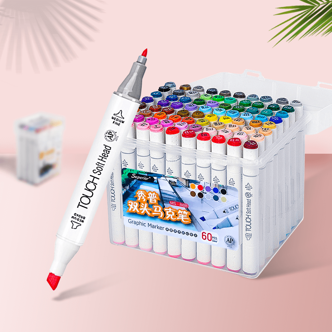 Hộp 60 colors marker with double head – Colormate Art & Craft