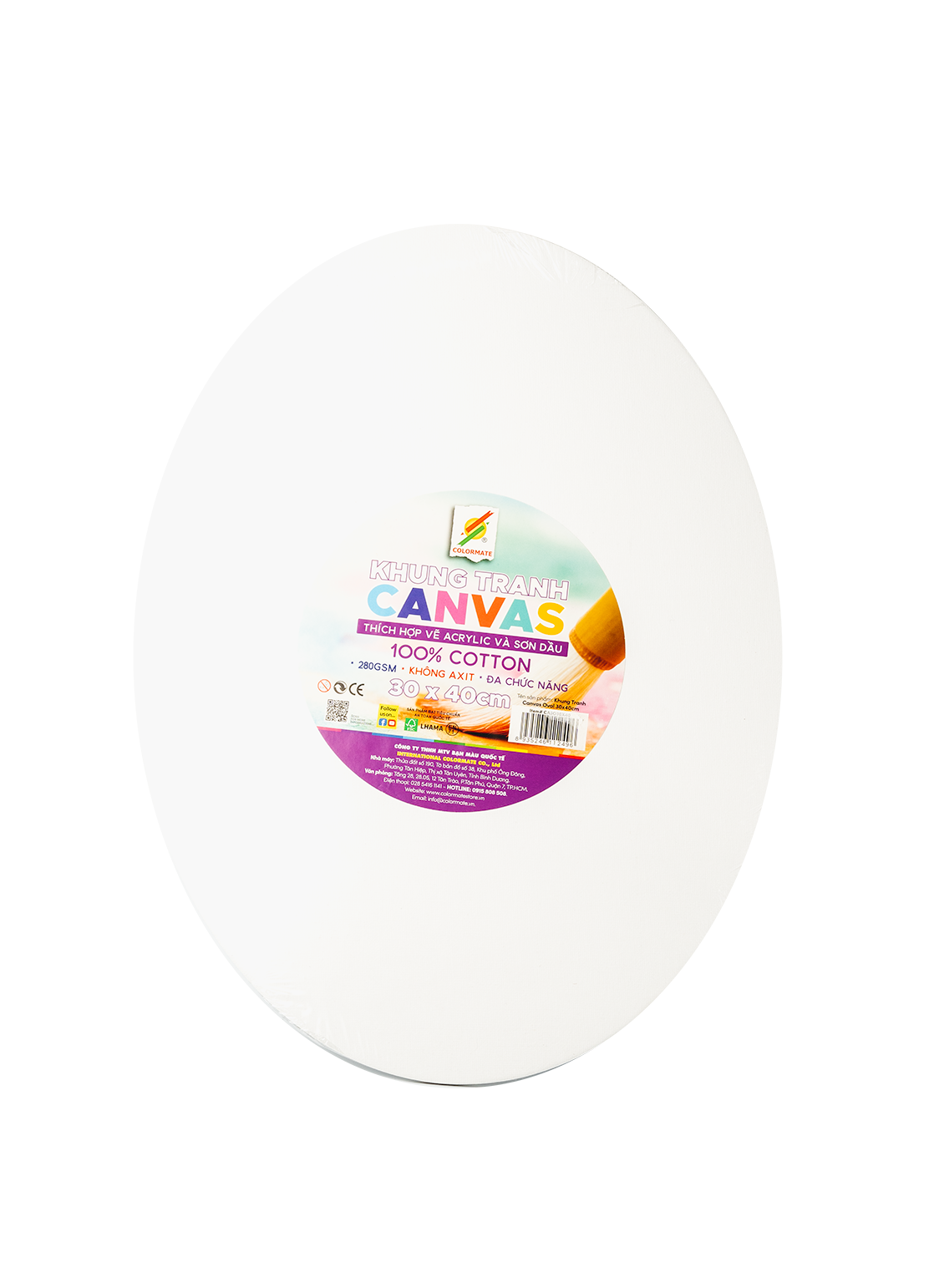 Bảng canvas oval 30x40 – Colormate Art & Craft