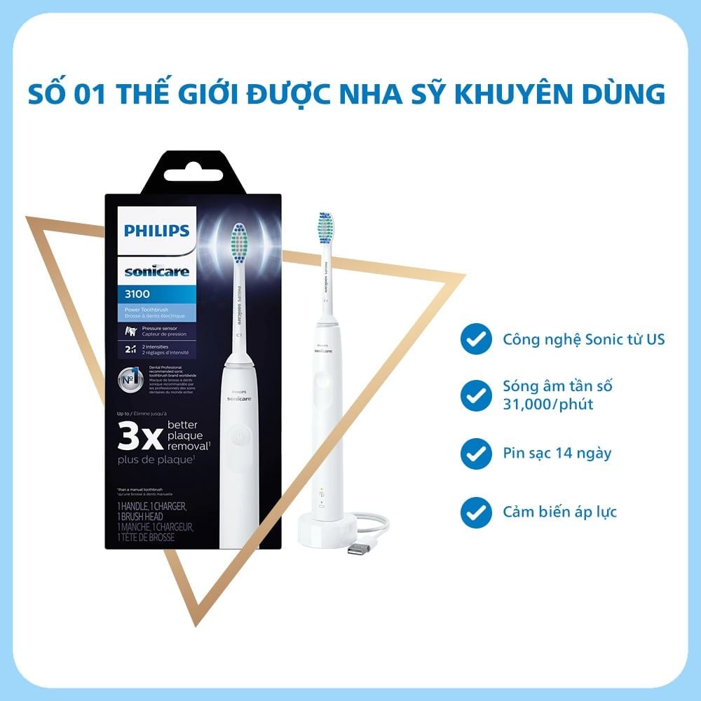Bàn chải điện chính hãng Philips sonicare HX3671/23 màu trắng ...
